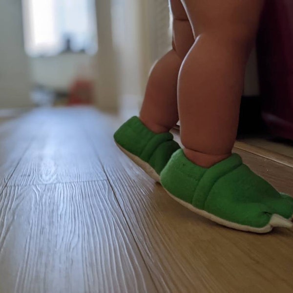 New Colors- Fleece Dinosaur Feet Baby Soft Sole Slippers- Fleece Dino ...