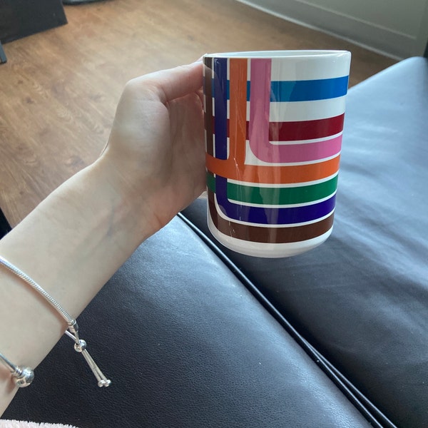 Loop Stripe Coffee Mug - 15oz - 4.5" Height X 3.4" Diameter - Features ...