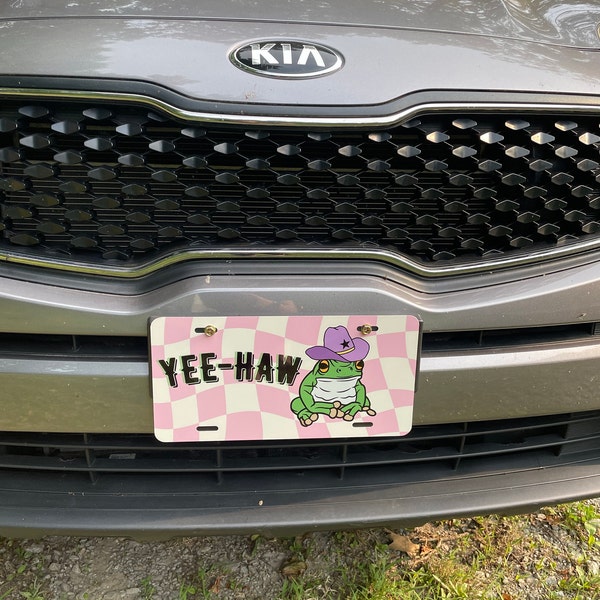 Cowboy Frog Front License Plate - Country Frog Truck Tag - Cute Purple ...