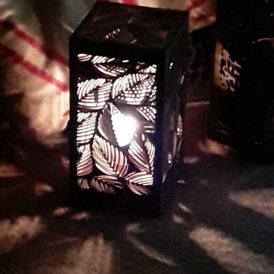 The Leaf Decorated Wooden Table Lamp Light Box Laser Cut - Etsy