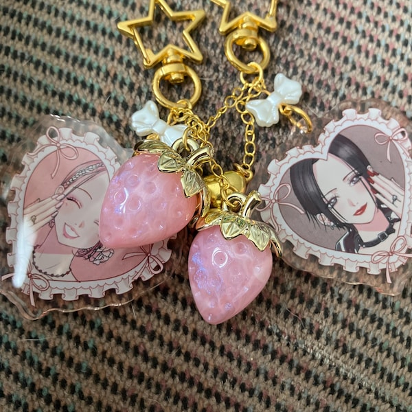 Handmade Nana + Hachi Matching Magnet Heart Keychains (made-to-order ...
