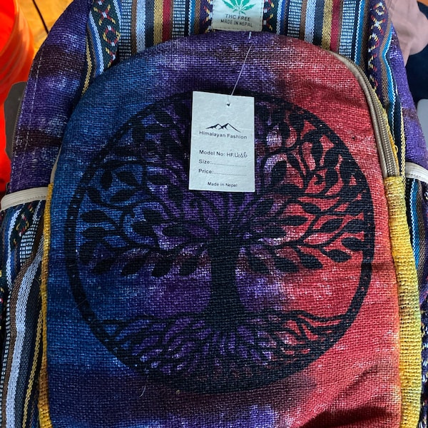 Large Double Pocket Hemp Backpack | Handmade in Nepal - Etsy