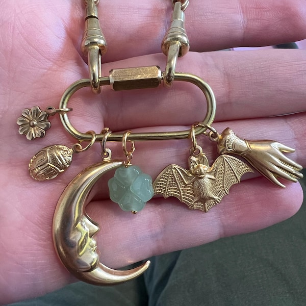 Vintage Raw Brass Victorian BIG Puffy Heart PURSE CHARM Gold Gift for ...