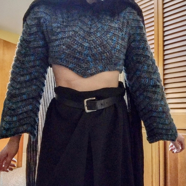 Crochet Pattern | Cropped Long Sleeve Chevron Sweater Top | Crew Neck ...