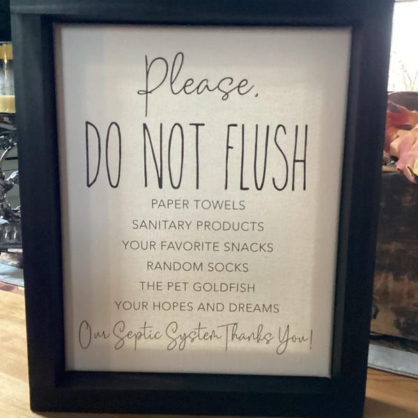 Please Do Not Flush...— Funny Bathroom Rules Canvas, Toilet Humor ...