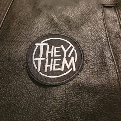 THEY/THEM Circle Embroidered Patch / Vegan Adhesive / Trans Pride ...