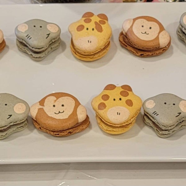 Zoo Animals French Macarons 12 or 24 - Choose Your Flavors - Elephant ...
