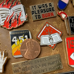 Burning Bright Enamel Pin Fahrenheit 451 Enamel Pin Dystopian ...
