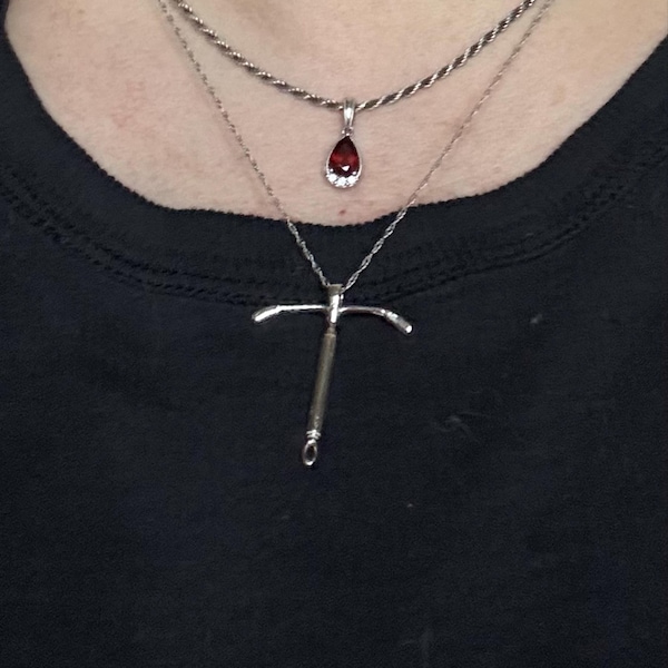 Handcrafted IUD Pendant Necklace With Gold and Silver Metal Variations ...