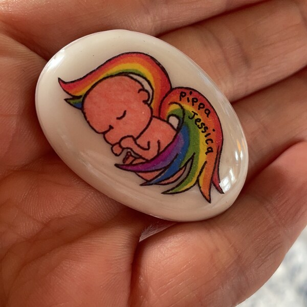 Angel, Baby, Sleeping Baby, Rainbow, Stone, Gift, Present, Momento ...