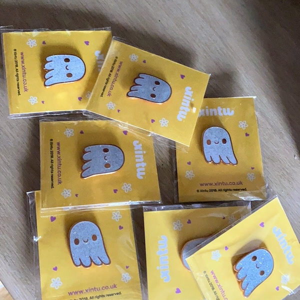 Glitter Ghost Enamel Pin - Etsy