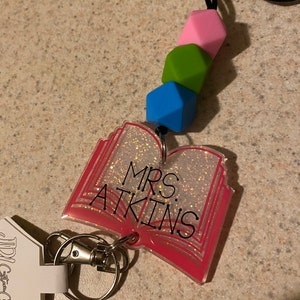 Teacher Lanyard Open Book Lanyard Librarian Lanyard Silicone Bead ...