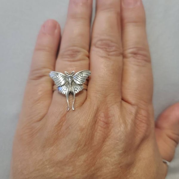 Luna Moth Ring, Moth Ring, Sterling Silver Ring, Silver Moth Ring, Luna ...