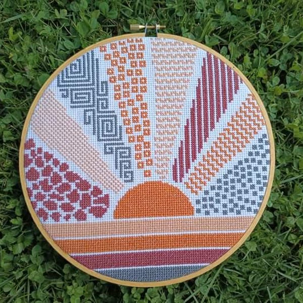 Boho Flower Cross Stitch Pattern PDF, Easy Small Counted Cross Stitch ...