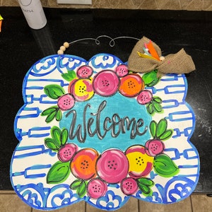 Spring Wood Door Hanger, Summer Wood Door Hanger, Bright Cheery Door ...