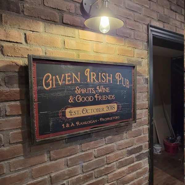Custom Distressed Irish Pub Proprietor Sign - Rustic Hand Made Vintage ...