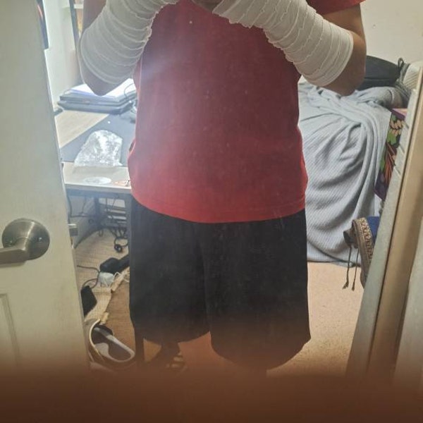 White Mummy Gloves Mens Ghost Outfit Ripped Zombie Costume Cream Arm ...