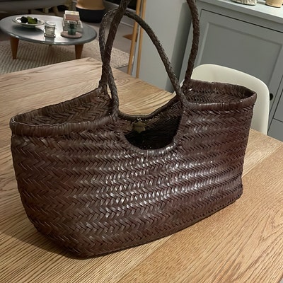 V SHAPE Woven Leather Tote BAG Size Big Y9988013VS YOCO - Etsy