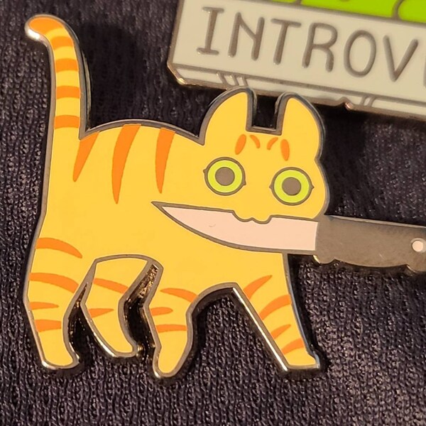 Orange Tabby Knifecat Enamel Pin - Etsy