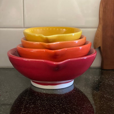 Ceramic Measuring Cup Nesting Prep Bowls Kitchen Hostess Gifts Serving ...