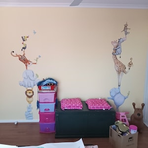 Safari Animal Stack Fabric Wall Decal, Safari Nursery, Watercolour ...