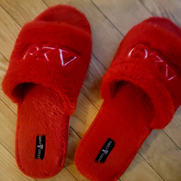 Delta Sigma Theta DST Red Plush Embroidered Women's Slipper Slides - Etsy