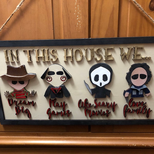 Halloween Welcome Words of Wisdom Scary Movie Sign, Horror Movie Love ...