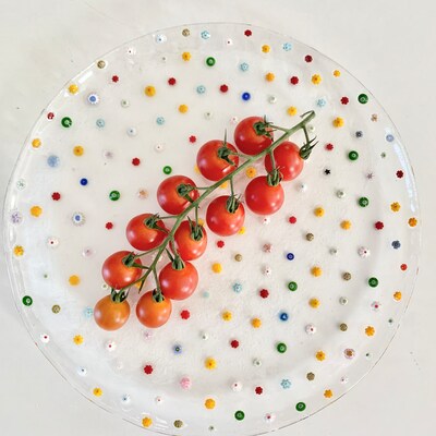 Blue White Oval Fused Glass Serving Platter, Handmade Glass Tray - Etsy