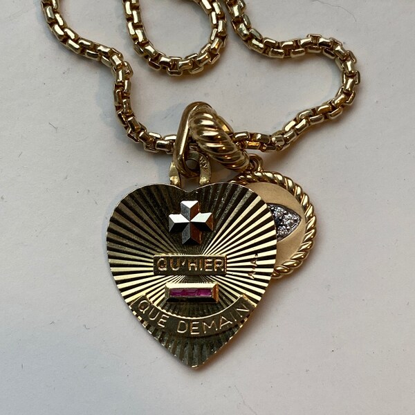 Rare Alphonse Augis Diamond Ruby 18k 750 18 Carats Gold Ring Love Medal ...