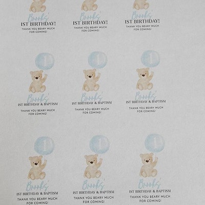 Bear Favour Tags, Birthday Thank You Tags, Beary 1st Birthday Favor Tag ...