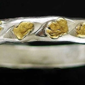 Single Nugget Ring Sterling Silver and Natural Alaskan Gold Nugget - Etsy
