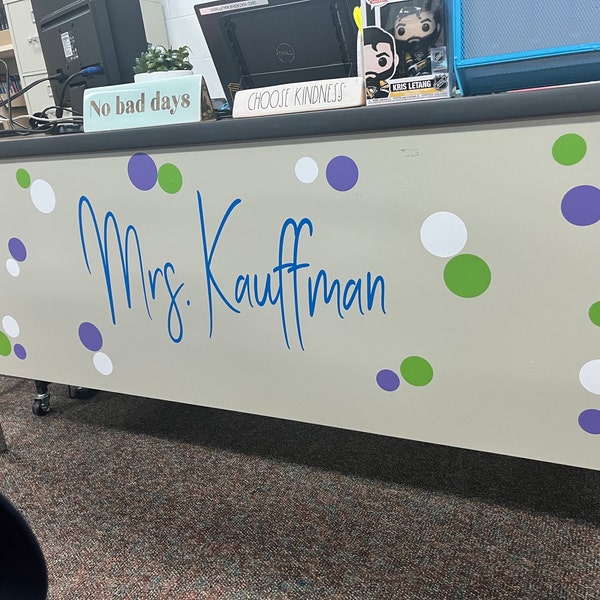 Teacher Name, Teacher Desk Decal, Classroom Decor, Vinyl Wall Decal ...