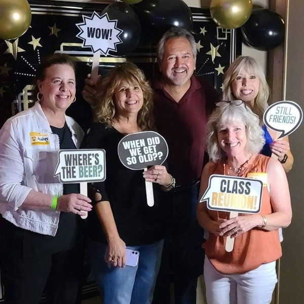 Class Reunion Photo Props, Reunion Photo Booth Gold Party Printable ...
