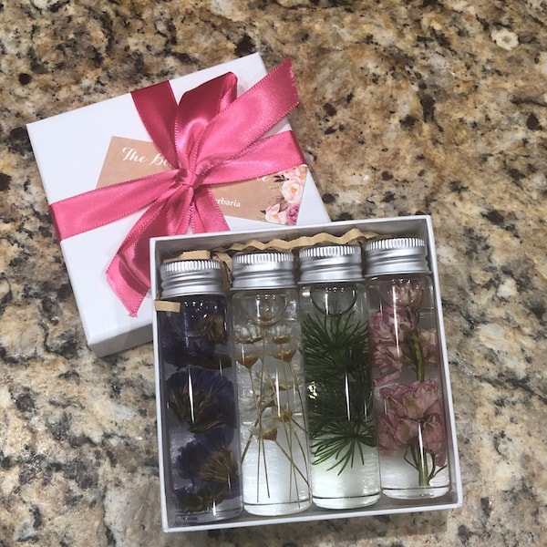 Set of 4 Mini Herbarium Bottles, Mothers Day, Herbarium, Japanese Style ...