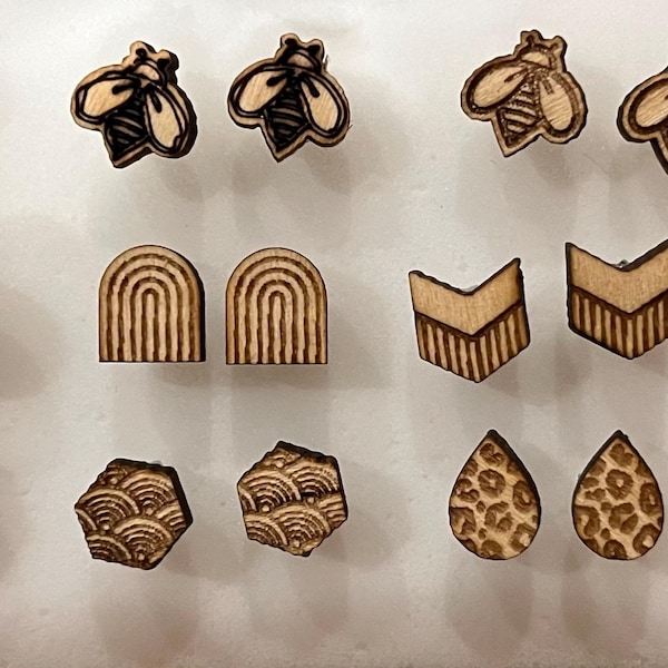 DIGITAL FILE 12 Pack Earrings Stud Laser Cutter Glowforge Silhouette ...