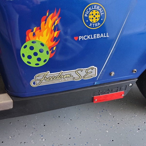 Golf Cart Pickleball Fireball Decal - Pickleball Gifts - Golf Cart ...