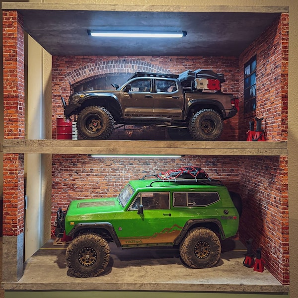 RC 1/10 Scale Rustic Red Brick Garage Wall Sticker Metal Shop Printed ...