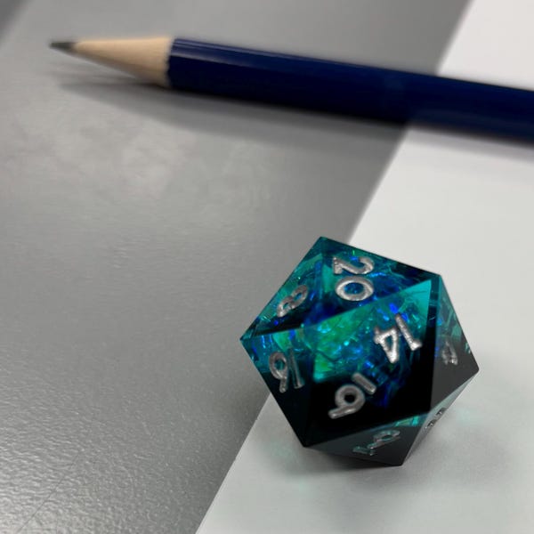 Green Lightning DND D20 Dice, Resin Sharp Edge Dice Set, D&D Dice Set ...