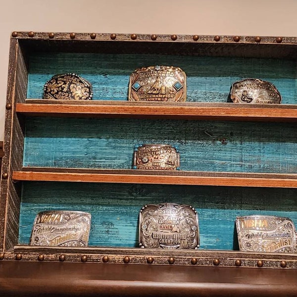 12 Count Belt Buckle Display, Case, Wood. DARK TURQUOISE - Etsy