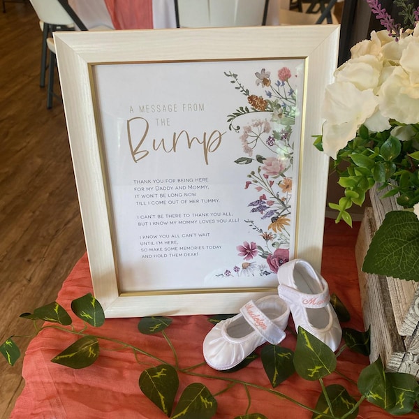 Message From the Bump Sign, Wildflower Baby Message Sign, Baby Bump ...