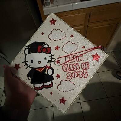 Graduation Cap Kitty , Graduation Cap, Hello Class of 2024, Cap Custom ...