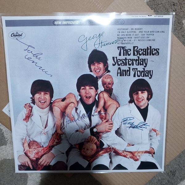 Beatles Rare Replica Fantasy Signed Framed Butcher Cover Yesterday ...