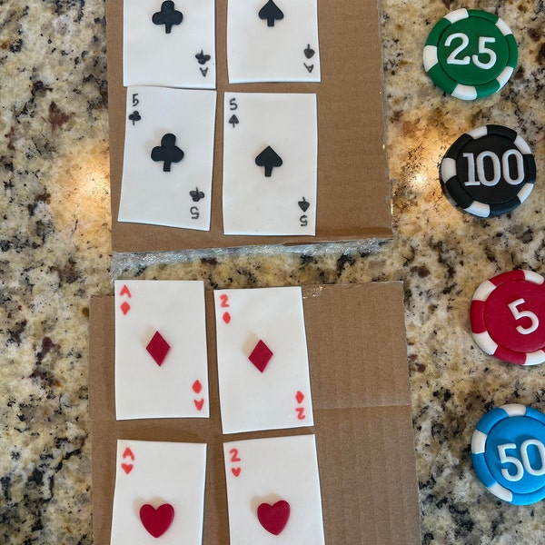 Casino Cake Toppers - Poker Cake - Fondant Playing Cards - Fondant ...