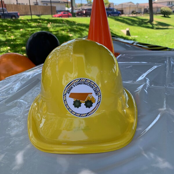 Construction Birthday Party, 12 Hard Hats With 12 Personalized Stickers ...