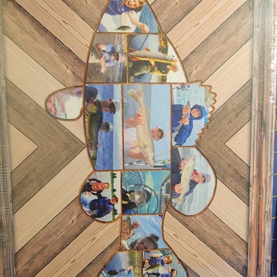 Custom Bass Fish Shape Wall Art Custom Fishing Collage Canvas, Fishing ...