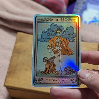 The Two of Deez Tarot Card Holographic Sticker, Deez Nuts Tarot Card ...