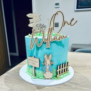 Peter Rabbit Themed Wooden Cake Topper Set - Etsy UK