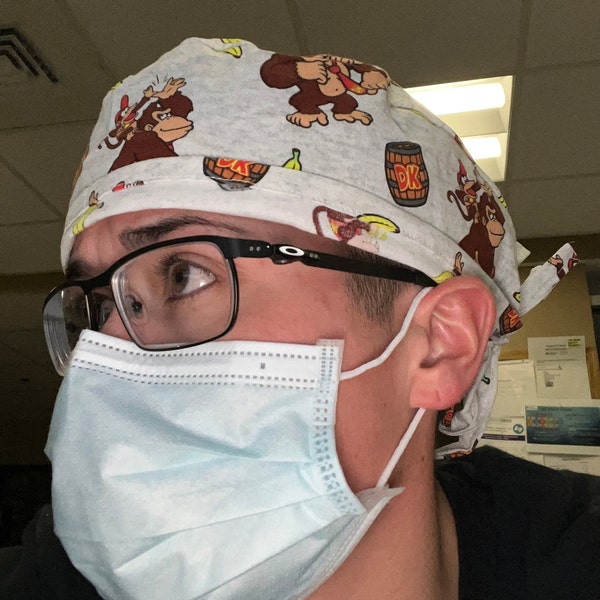 Mens Fishing Trout Salmon Fish Navy Blue Scrub Hat Surgery Surgical Cap ...