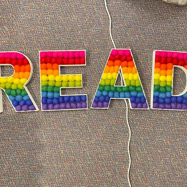 Customizable 3 Sizes READ Letters - Colorful Art for Kids Play Room ...
