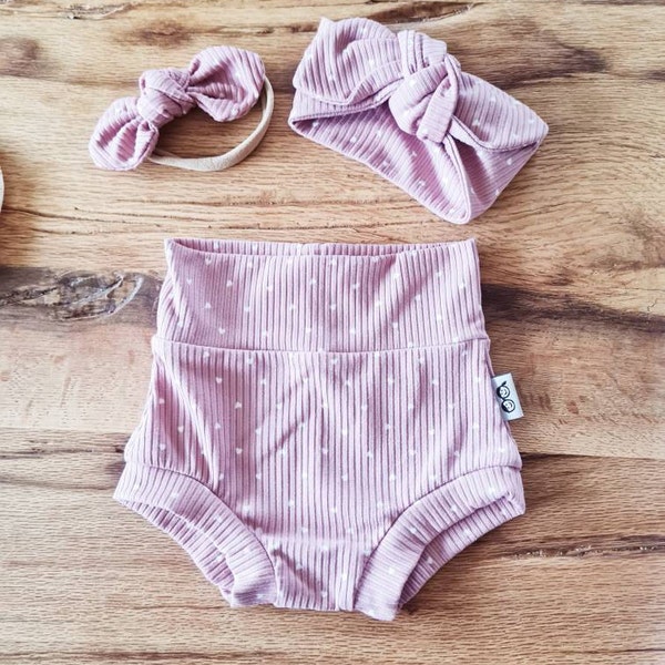 White Hearts on Dusty Pink Rib Bummies And/or Top Knot Headband Set, Baby Girl Cute Outfit ...